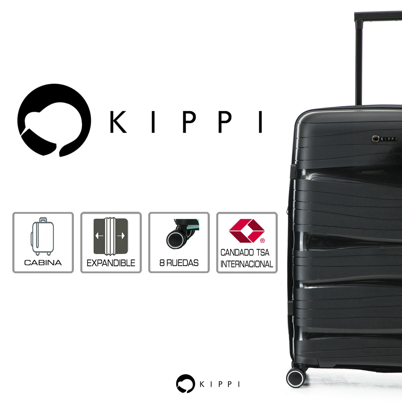 Maleta grande (L) Kippi Wavy Black